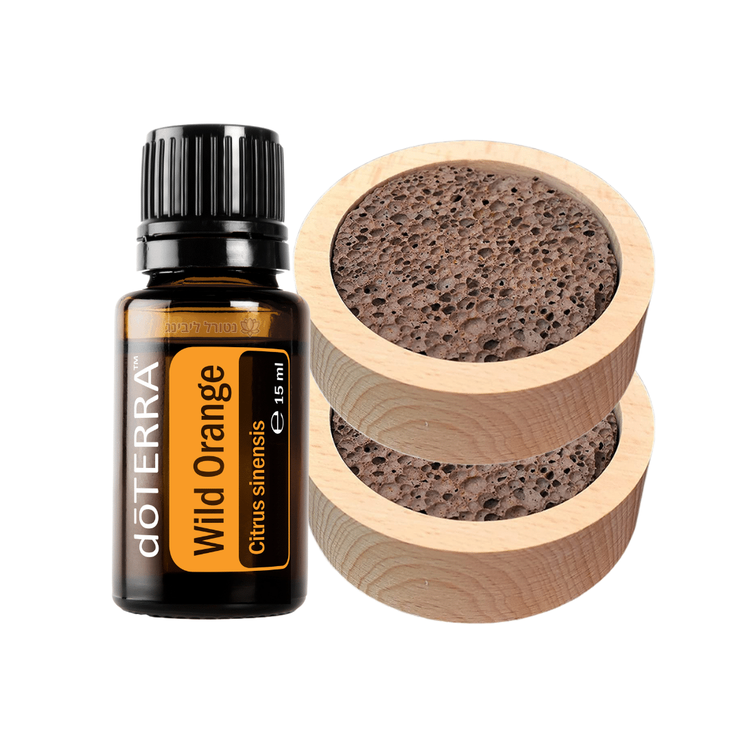 שמן אתרי תפוז בר + דיפיוזר מאבן לבה טבעית 2 יח' Lava Rock Diffuser ...